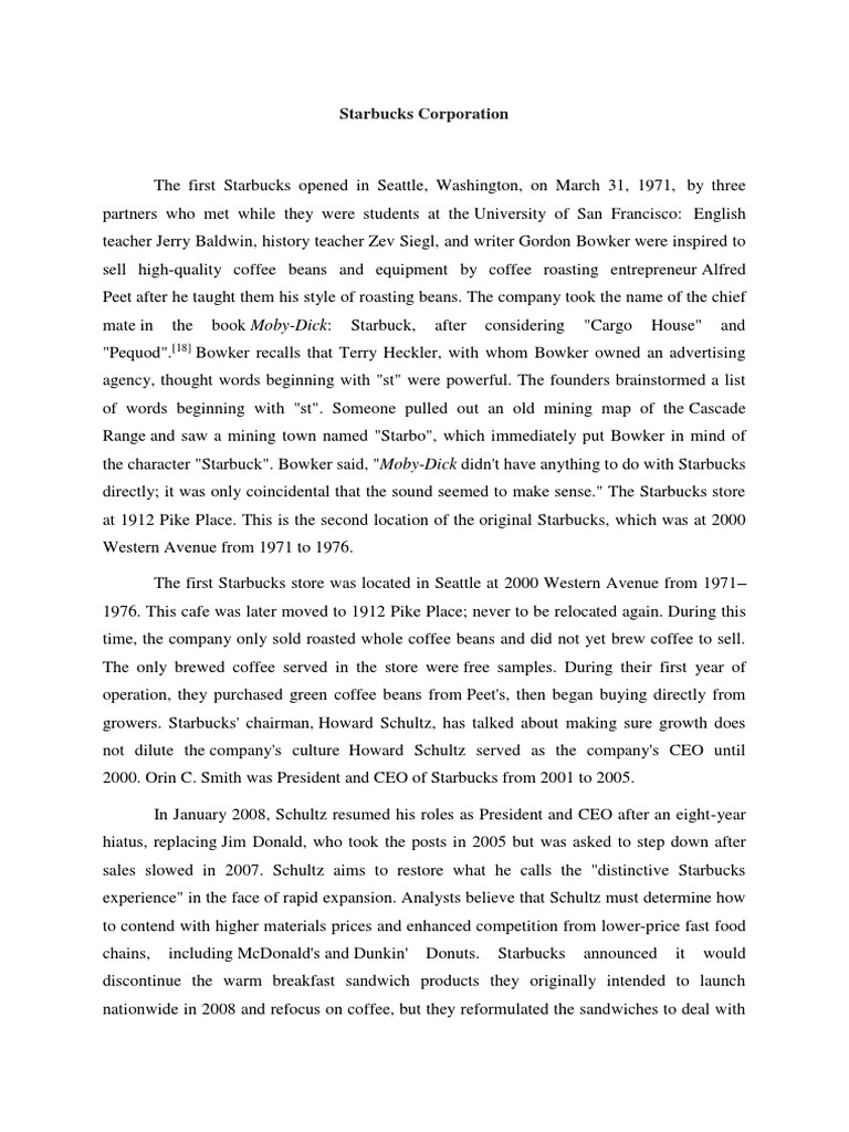 History of Starbucks Corporation | PDF | Starbucks | Coffee