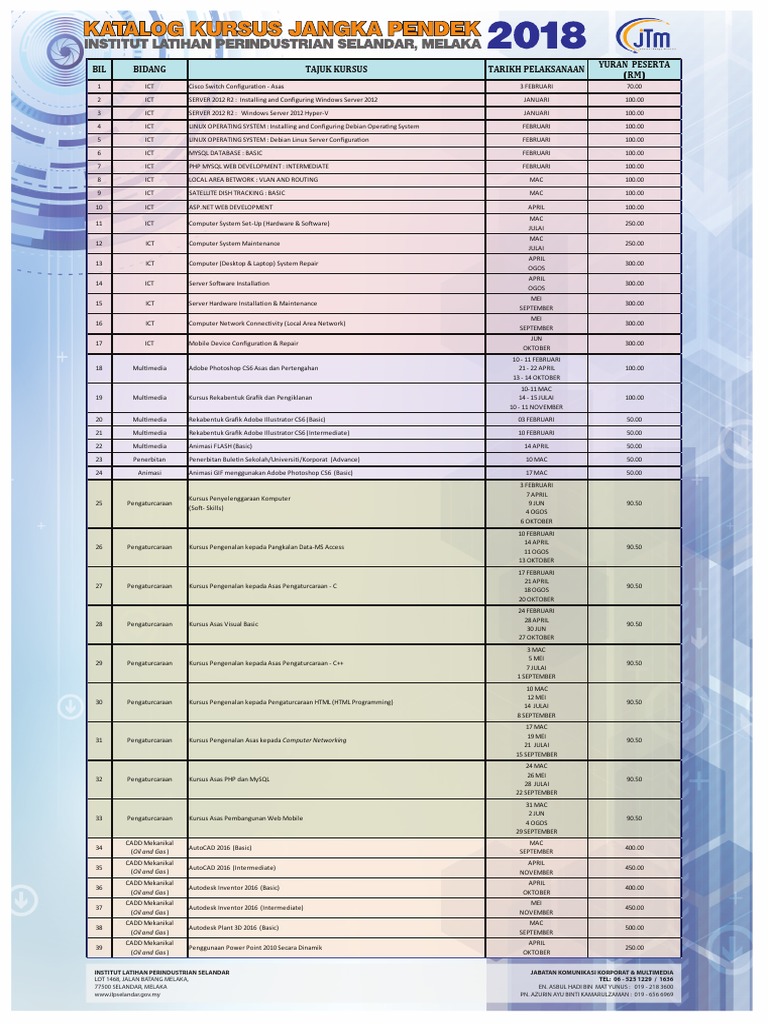 Katalog Kursus Ilps 2018 | PDF