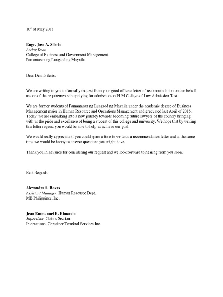 Recommendation Letter Request | PDF | Social Institutions | Social Science