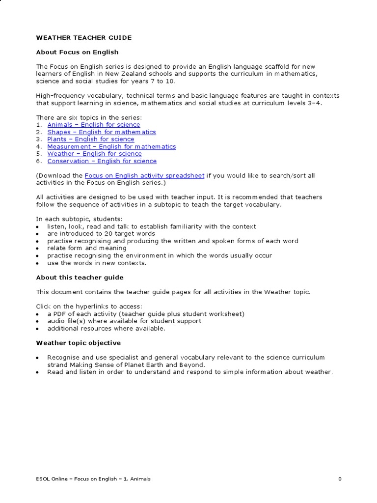 Weather Teacher Guide | Download Free PDF | English Language | Question