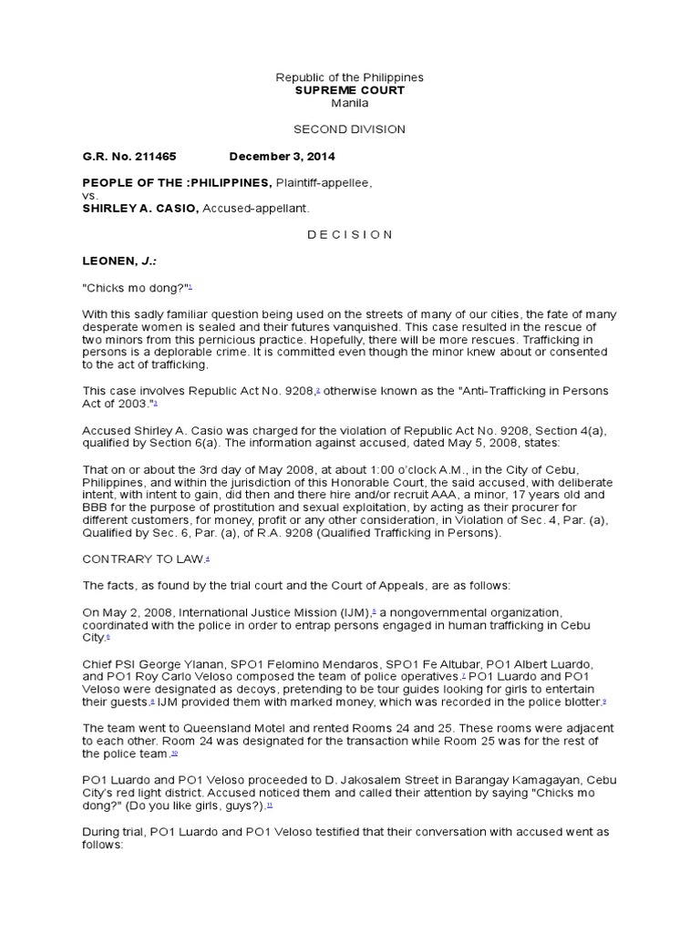 RA 9208 Cases | PDF | Human Trafficking | Sexual Slavery