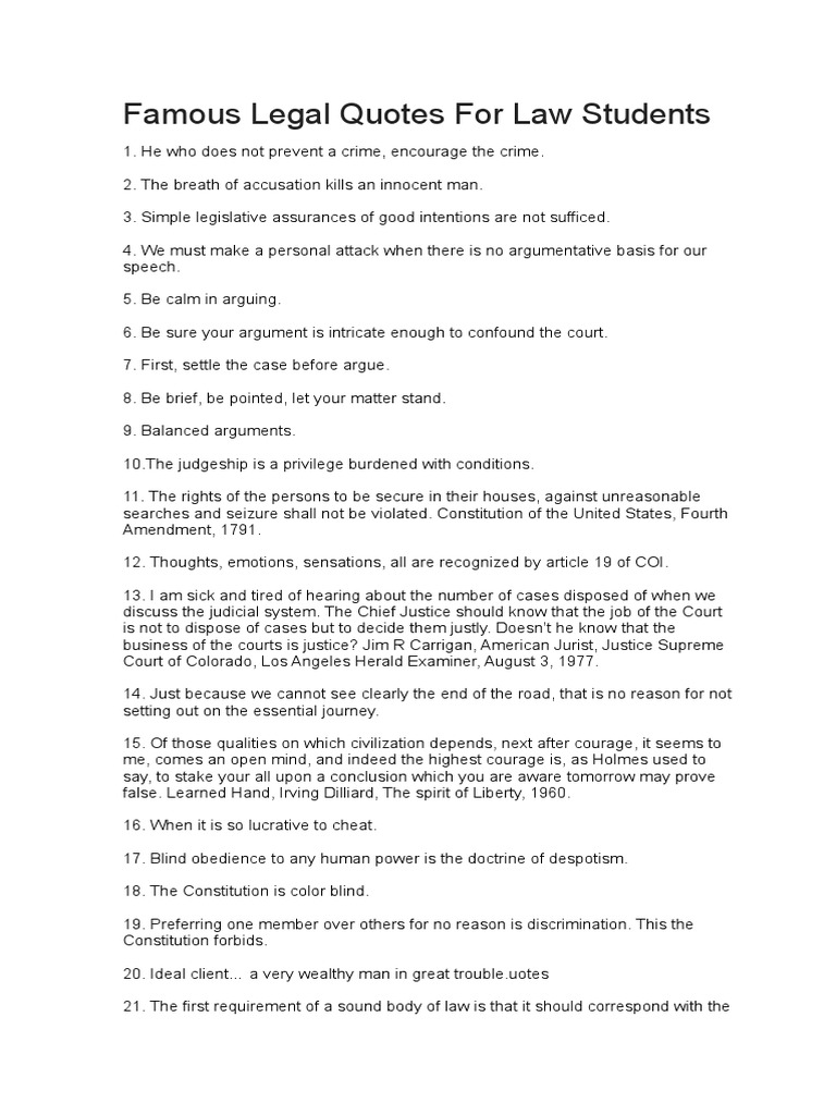 Legal Quotes for Law Students | PDF | United States Constitution ...