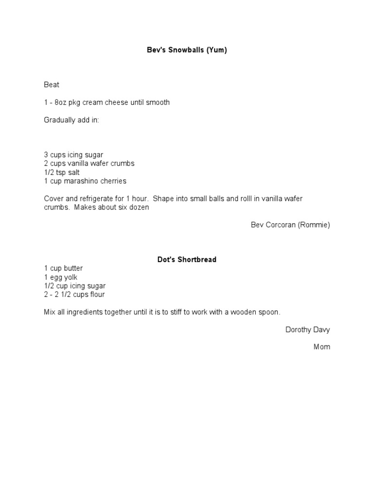 A Collection of Family Cookie Recipes | PDF | Oatmeal | Butter