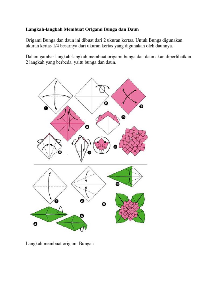 Langkah-Langkah Membuat Origami Bunga Dan Daun | PDF