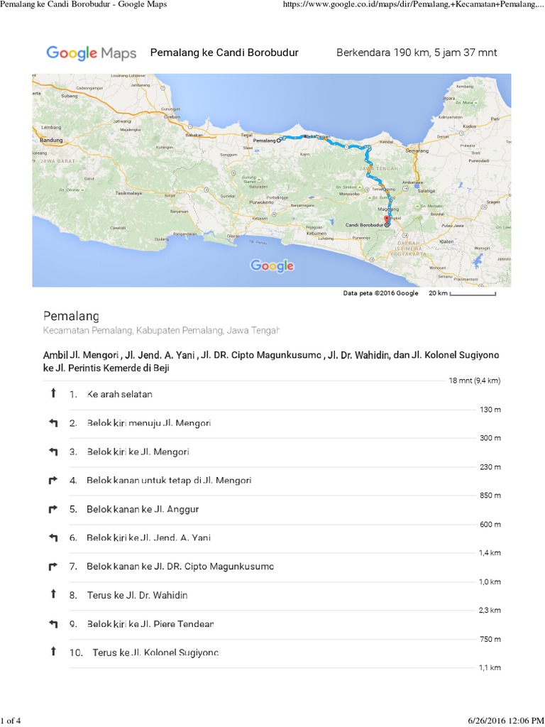 Pemalang Ke Candi Borobudur - Peta | PDF