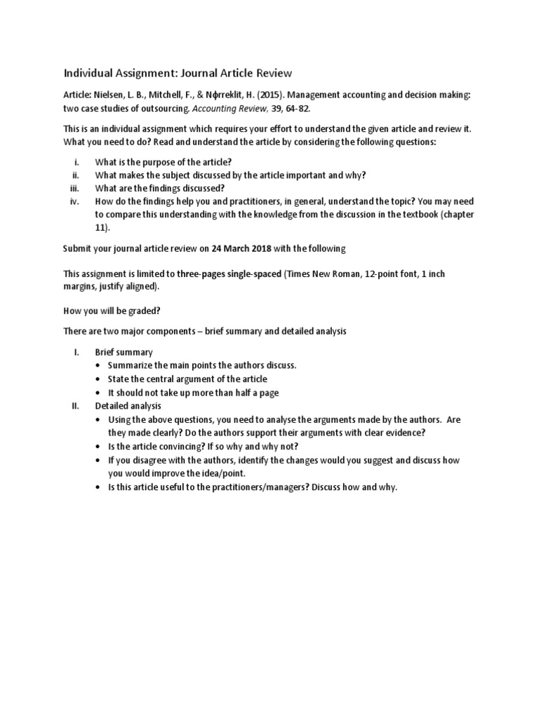 Individual Assignment - Article Review | PDF Individual Assignment - Article Review | PDF