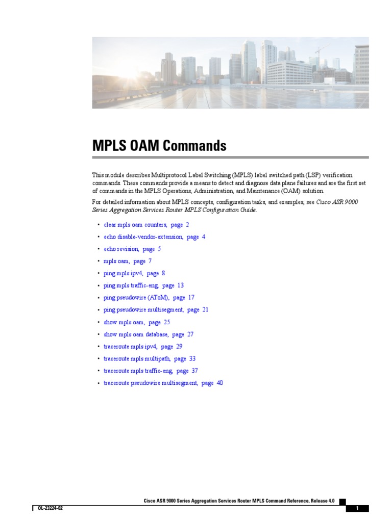 MPLS OAM Commands: Series Aggregation Services Router MPLS ...
