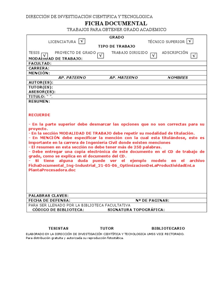 Modelo Ficha Documental | PDF