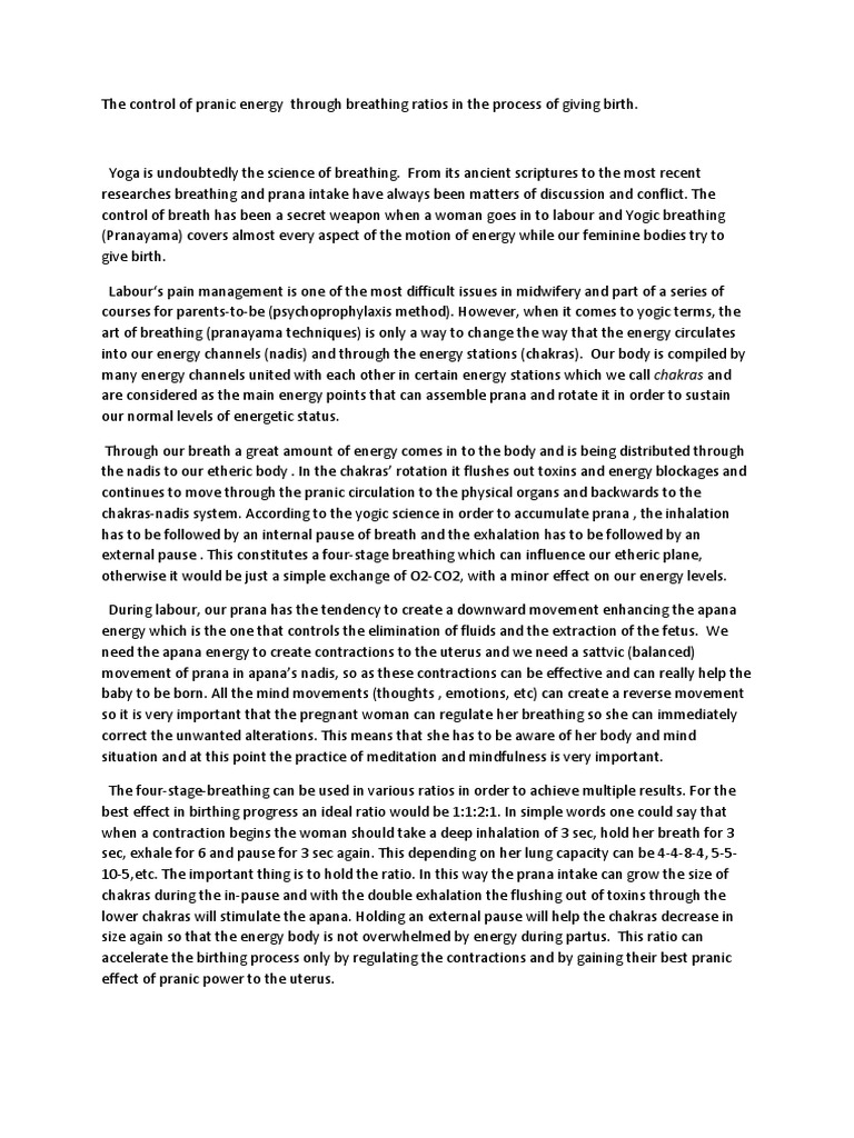 The Control of Pranic Energy Through Breathing Ratios in The Process of ...