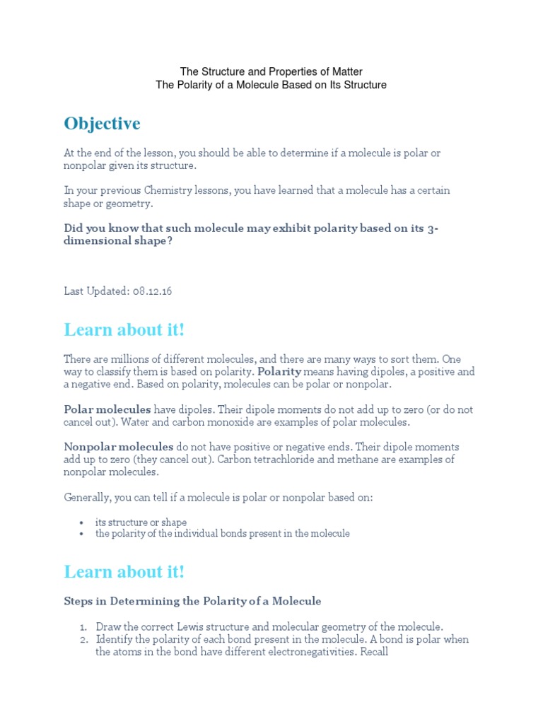 Physical SCience Lesson 4 The Structure and Properties of Matter | PDF ...