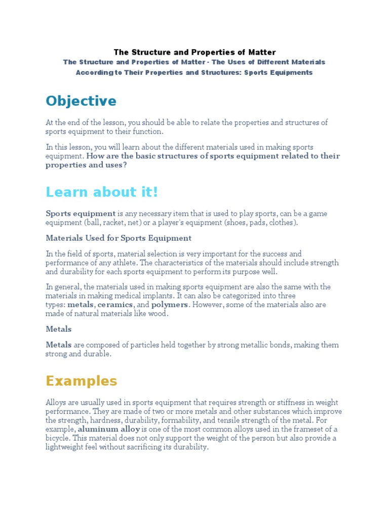 Physical Science Lesson 9 The Structure and Properties of Matter | PDF ...