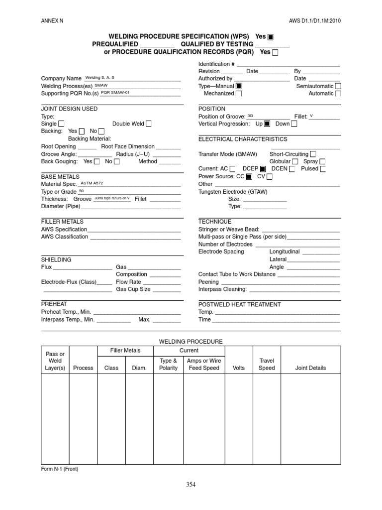 Wps PQR Aws d11 Form | PDF | Welding | Construction