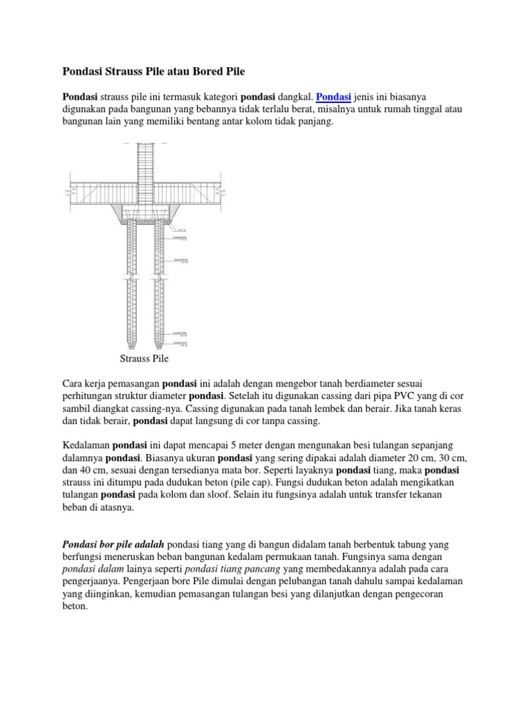 Pondasi Strauss Pile: Detail dan Fungsi | PDF
