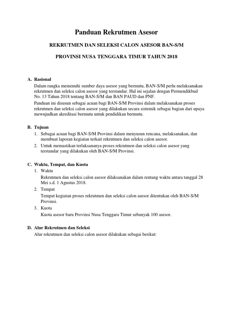 Panduan Rekrutmen Asesor | PDF | Karier & Perkembangan | Pengelolaan Keuangan & Uang