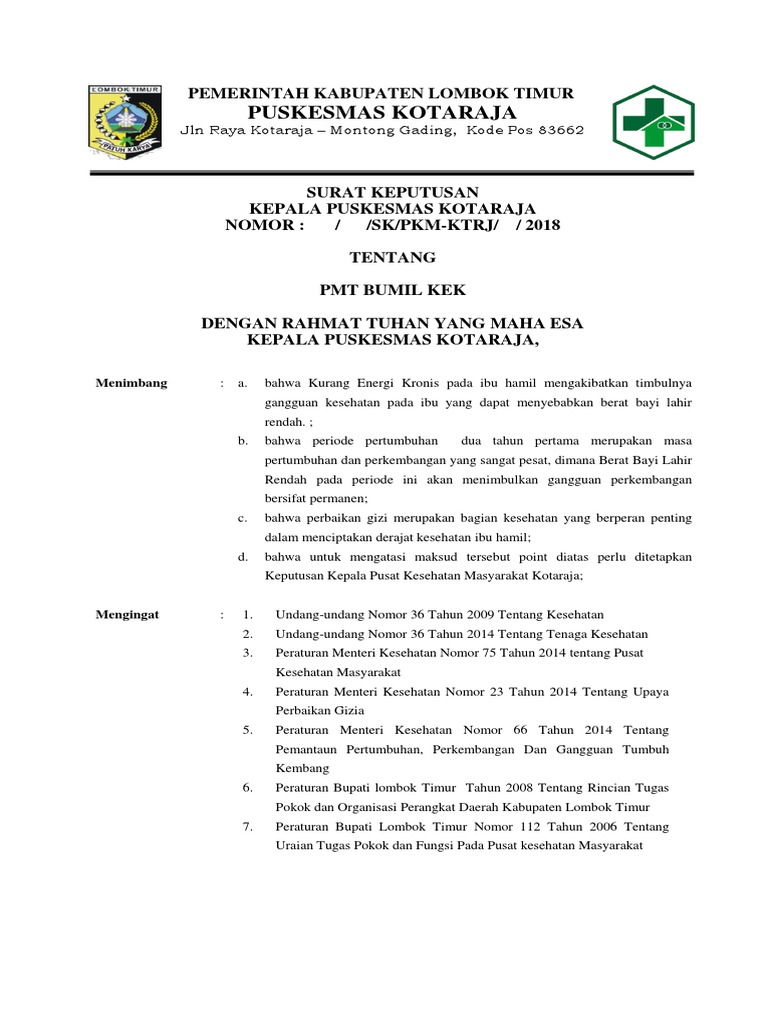 SK TTG PMT Bumil Kek | PDF