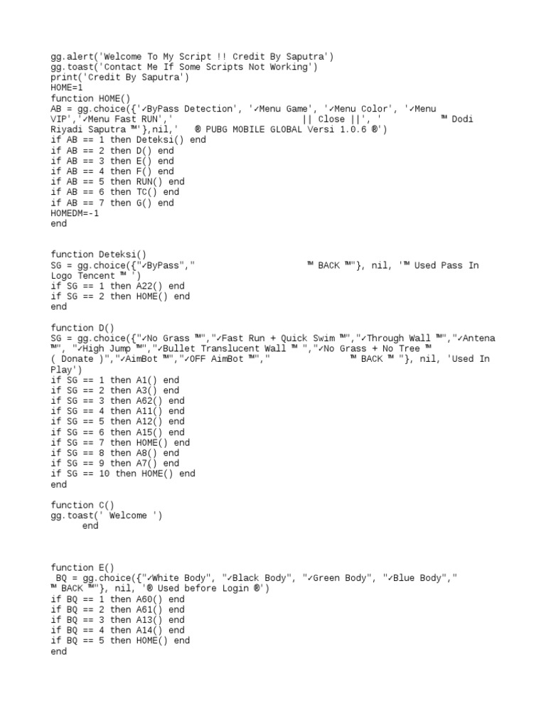 PUBGM Eng 1.0.6.lua | Download Free PDF | Sports | Leisure