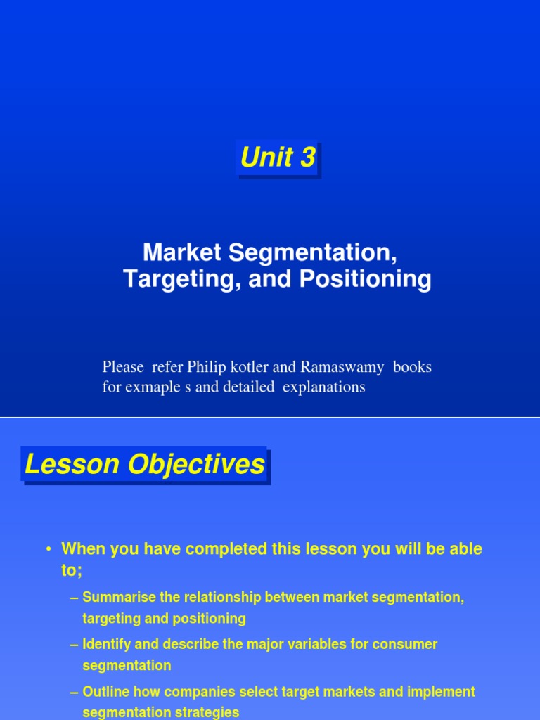Market Segmentation Targeting and Positioning | PDF | Market ...
