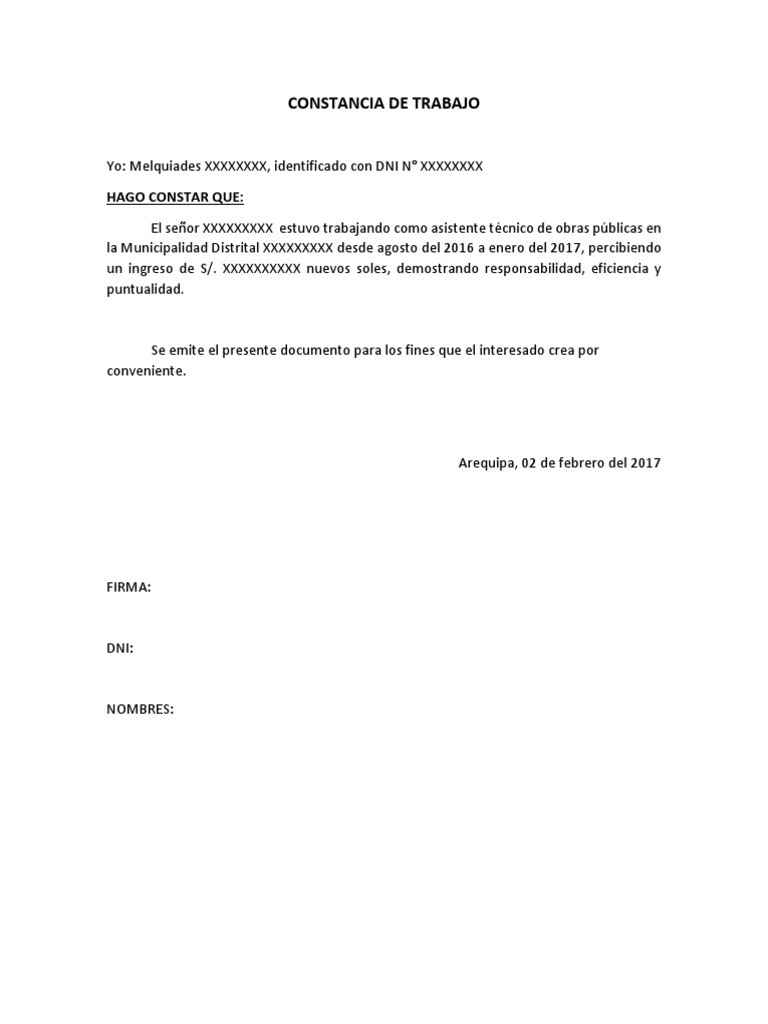 Modelo de Constancia de Trabajo Simple | PDF | Arte