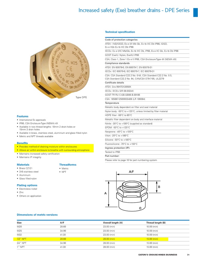 Eaton Breather and Drains (Use This One) | PDF | Industries | Chemistry