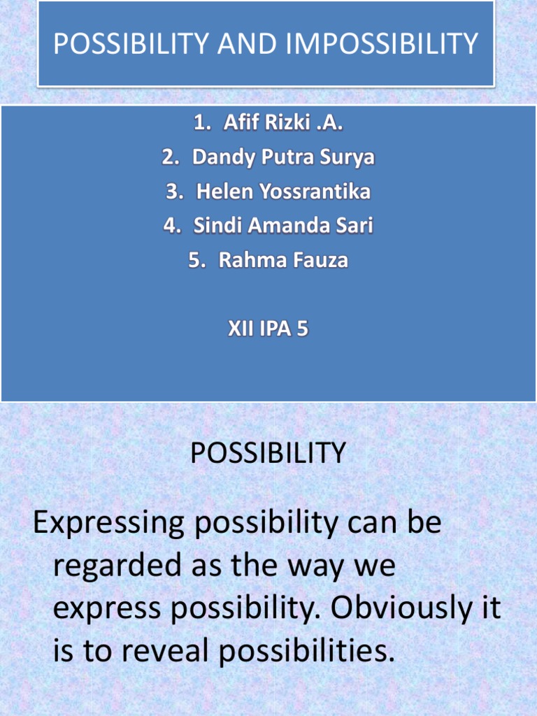 Possibility and Impossibility | PDF | Verb