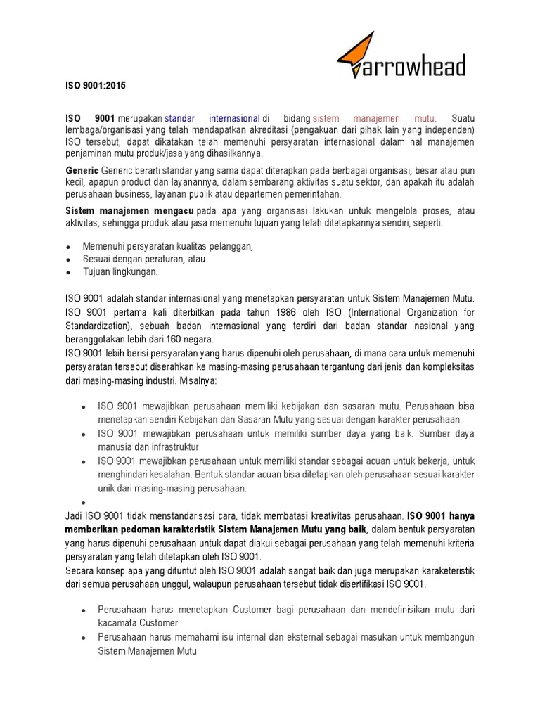 Brosur ISO 9001 | PDF