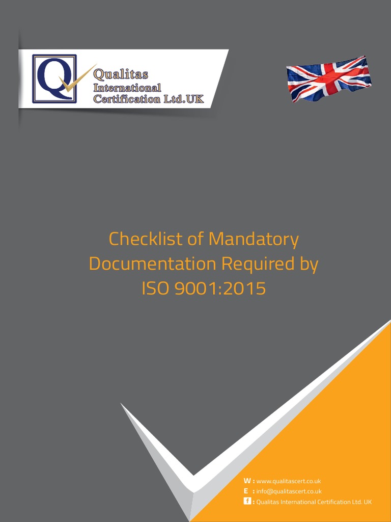 Checklist of Mandatory Documentation Required by ISO 9001-2015 PDF | PDF Checklist of Mandatory Documentation Required by ISO 9001-2015 PDF | PDF