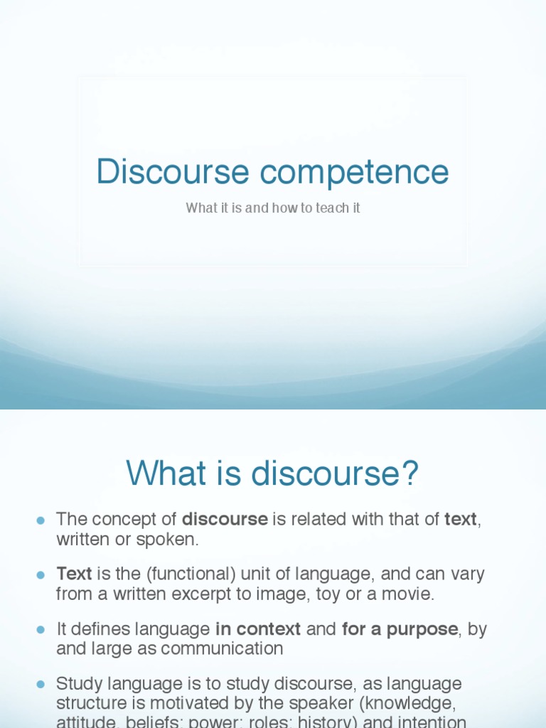 Discourse Competence: What It Is and How To Teach It | PDF | Human ...