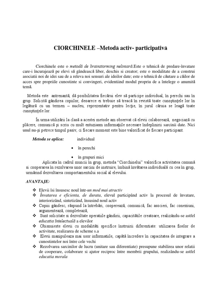 Metoda de Predare Ciorchinele | PDF