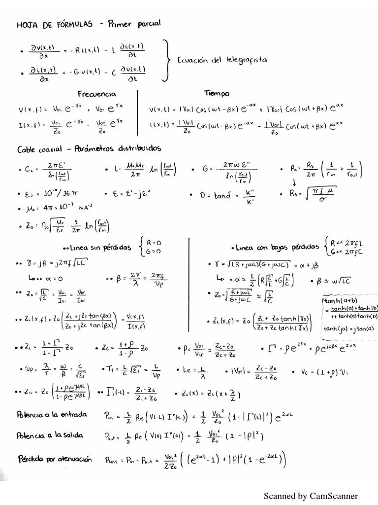 Hoja de Formulas | PDF