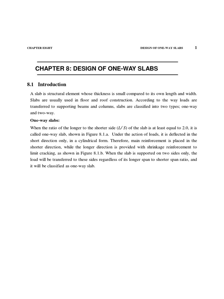 Chapter 8: Design of One-Way Slabs | PDF | Bending | Beam (Structure)