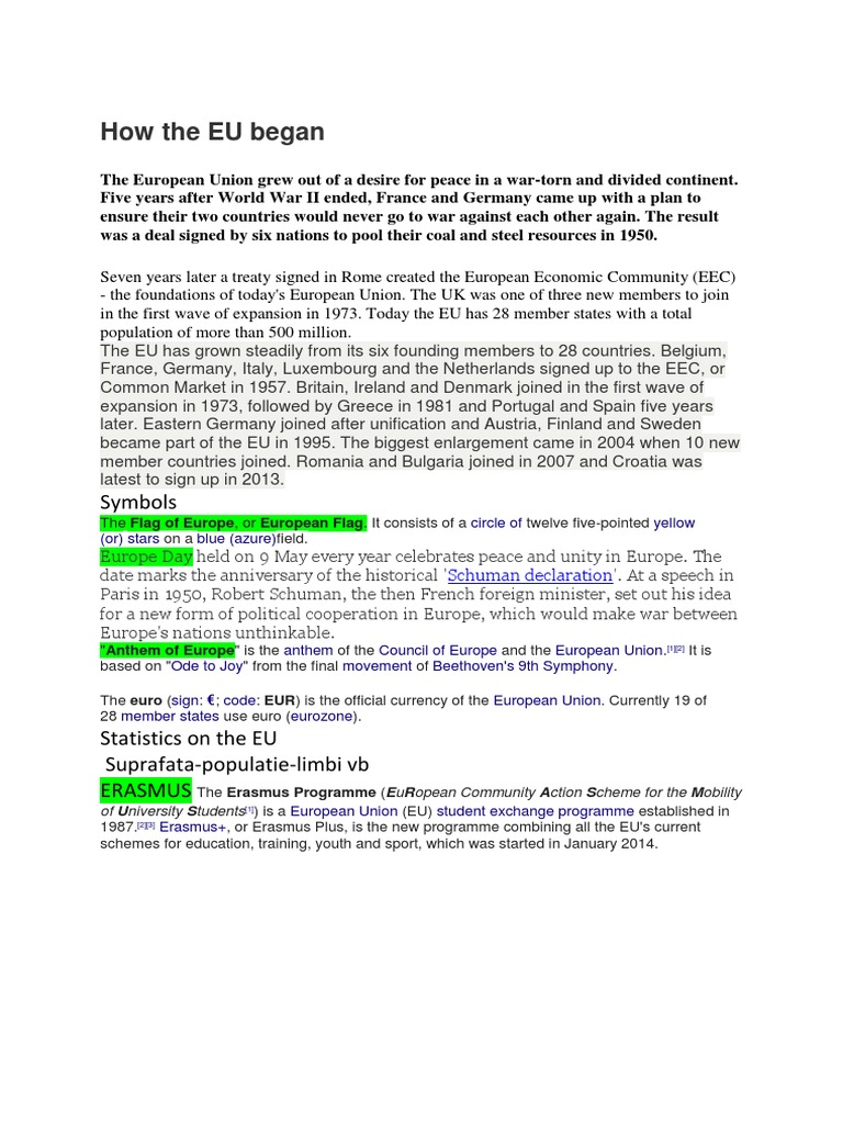 Origins of the European Union | PDF