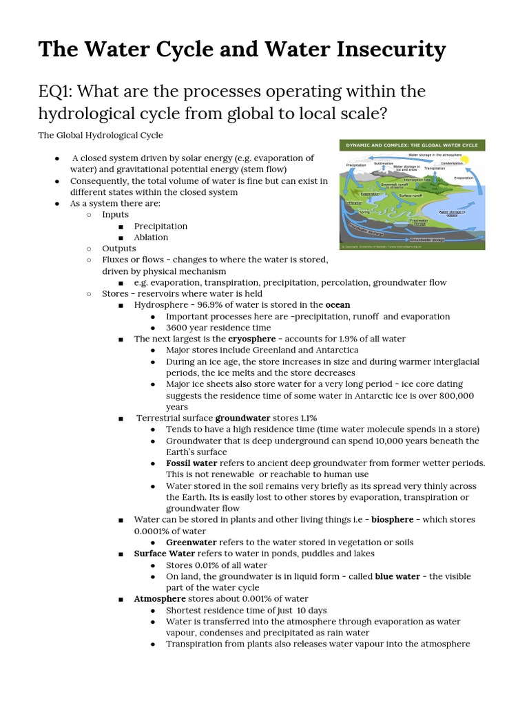 Water Cycle Processes and Insecurity | PDF | Flood | Rain