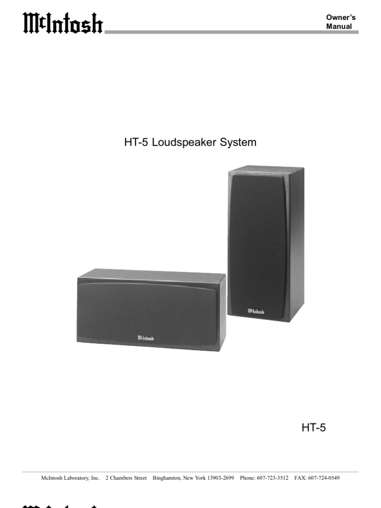 HT-5 Loudspeaker System: Owner S Manual | PDF | Loudspeaker | Distortion
