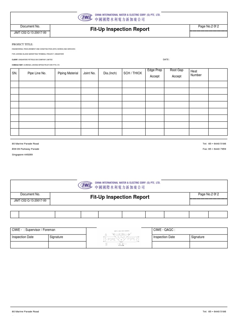 Fit-Up Inspection Form | PDF