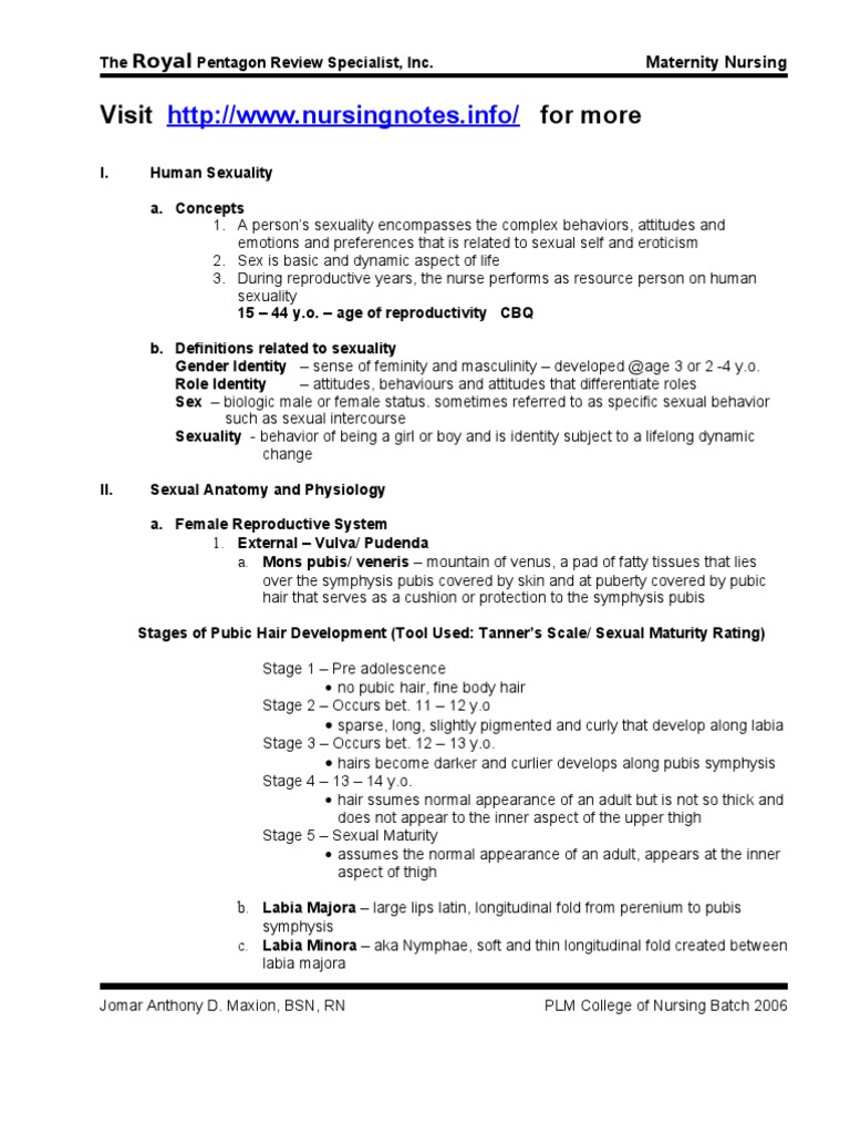 Maternity Nursing: Human Sexuality Overview | PDF | Menstrual Cycle ...