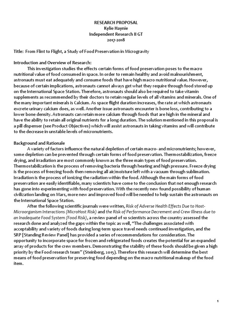 Research Proposal | PDF | Food Preservation | Foods