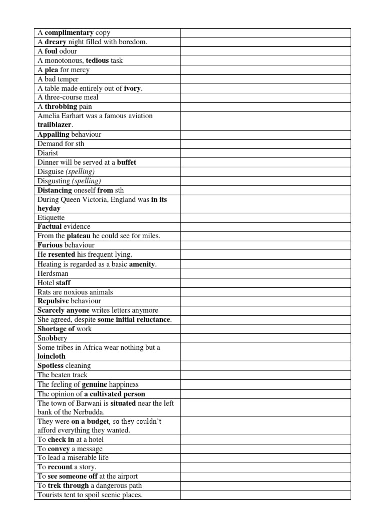 Vocabulary List | PDF