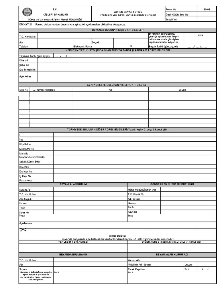 Adres Beyan Formu PDF | PDF