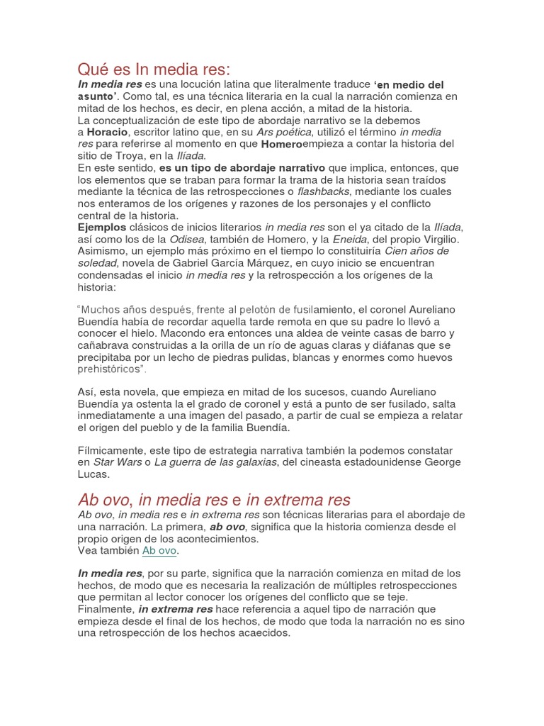 Qué Es in Media Res | PDF | Agitación | Poesía