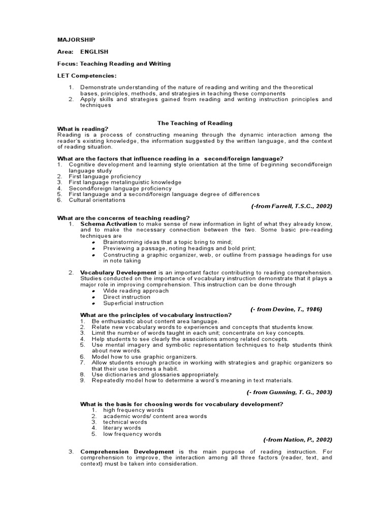Reading & Writing Teaching Guide | PDF | Reading Comprehension ...