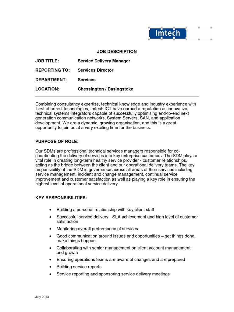 Service Delivery Manager | PDF | Itil | Economies