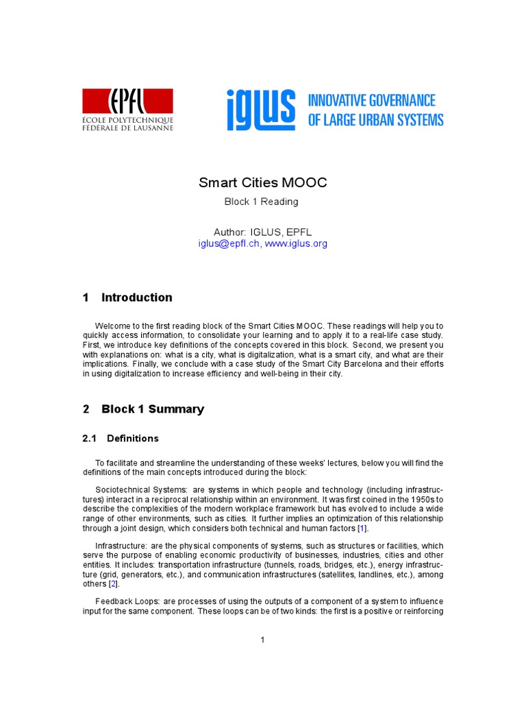 Smart Cities Block 1 Reading PDF | PDF | City | Internet Of Things