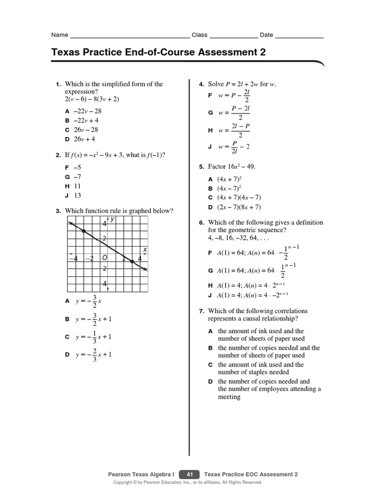 Practice EOC Assessment 2 | PDF | Quadratic Equation | Equations