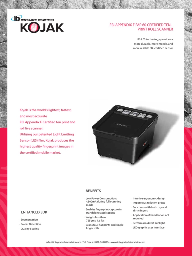 Lightweight and Accurate FBI-Certified Fingerprint Scanner Utilizes ...