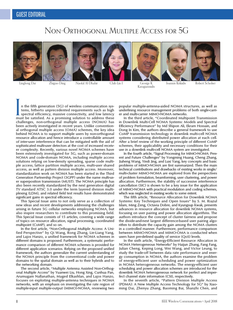 Non-Orthogonal Multiple Access For 5G: Guest Editorial | PDF | Channel ...
