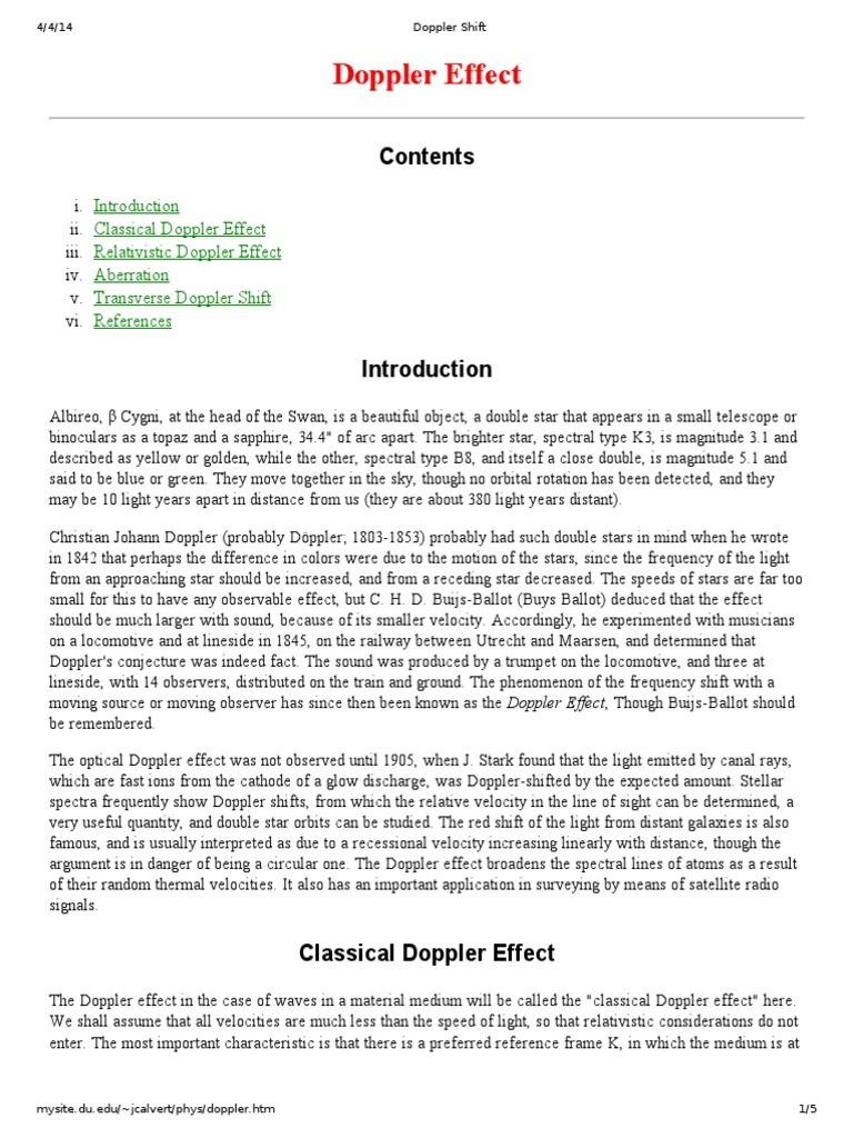 Doppler Shift | PDF | Doppler Effect | Special Relativity