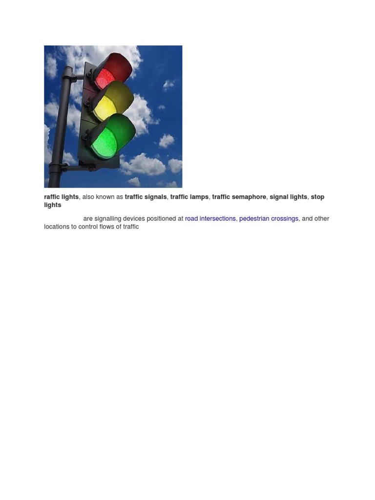 Raffic Lights, Also Known As Traffic Signals, Traffic Lamps, Traffic ...