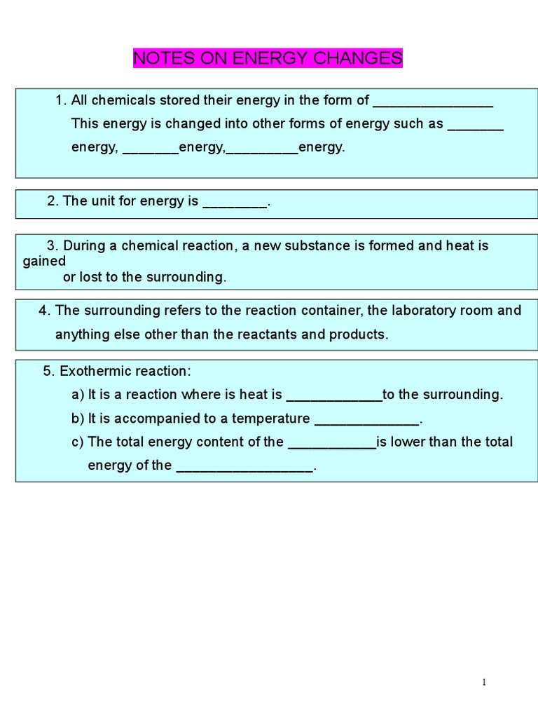 Notes On Energy Changes | Download Free PDF | Chemical Reactions | Salt ...