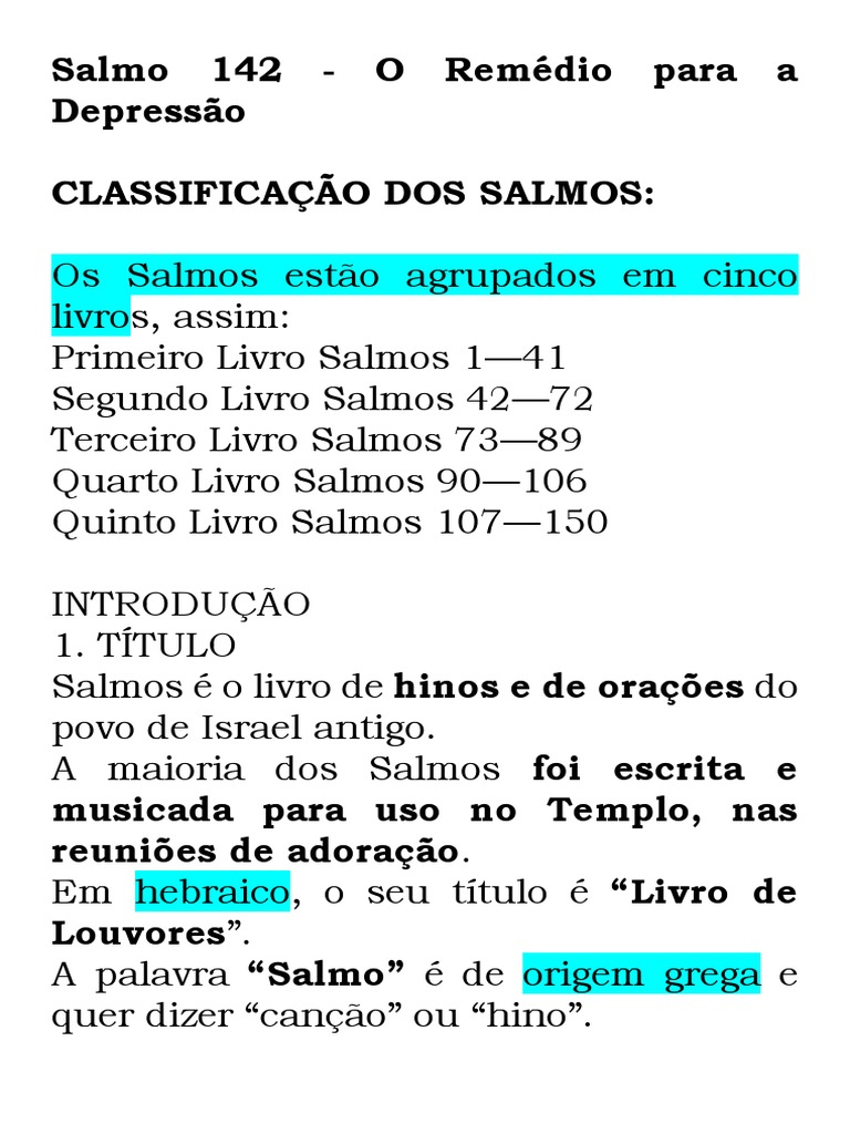Salmo 142 | PDF | Salmos | Deus
