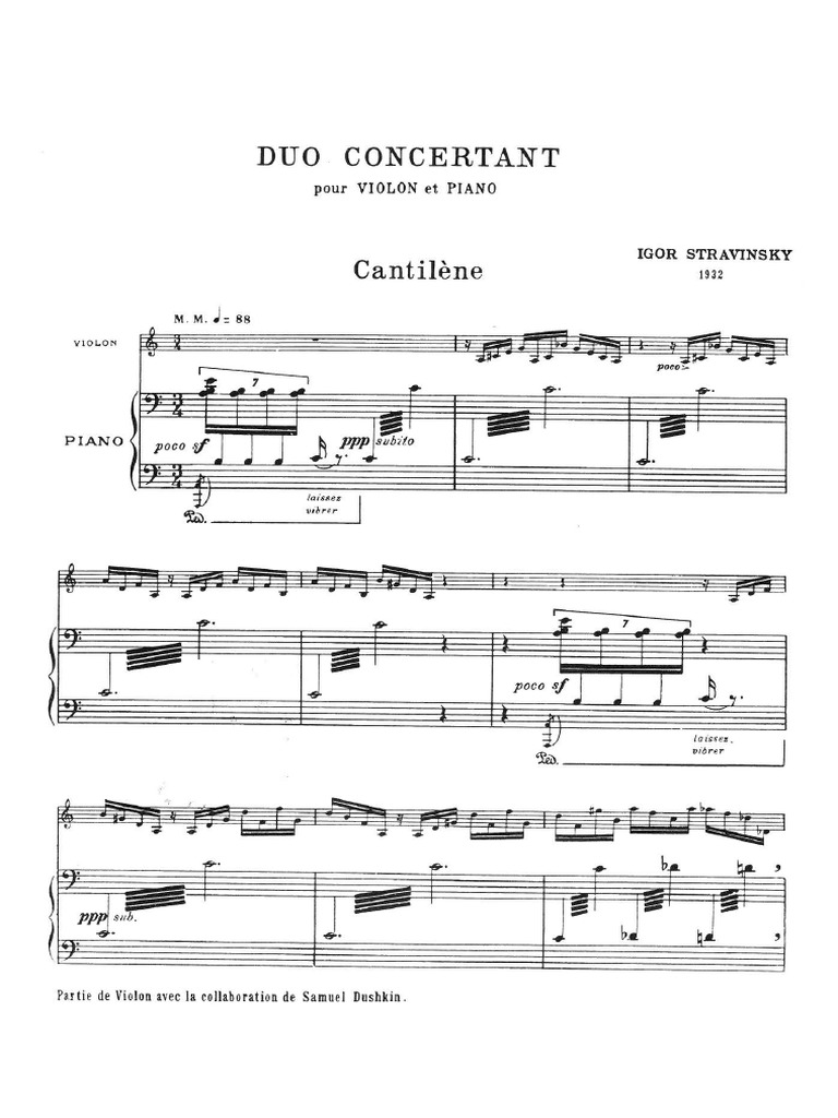 Igor Fedorovitch Stravinsky - Duo Concertant | PDF | Classical ...